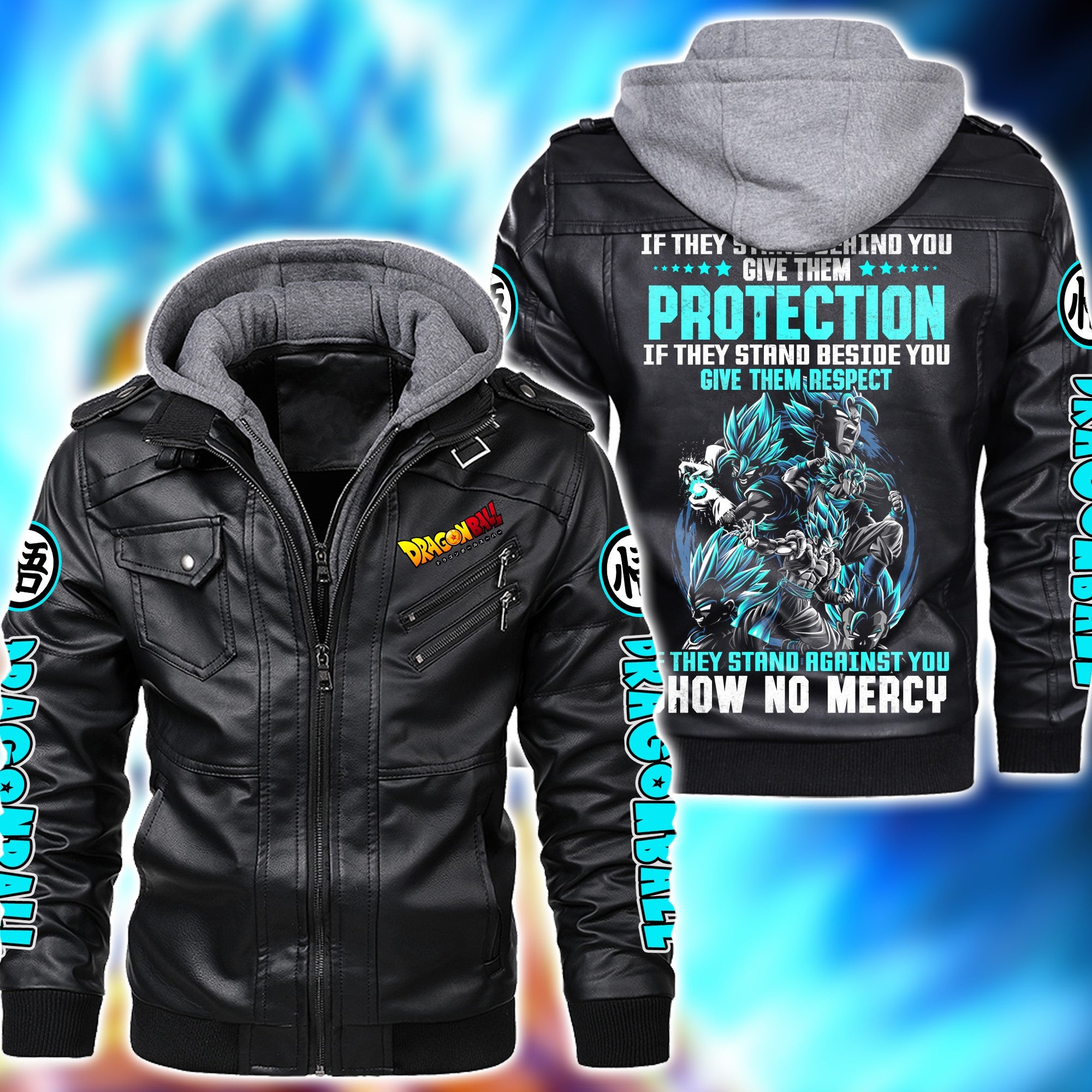 Personaziled GK No Mercy Zip Leather Jacket with Hood P150202 – Gearprints