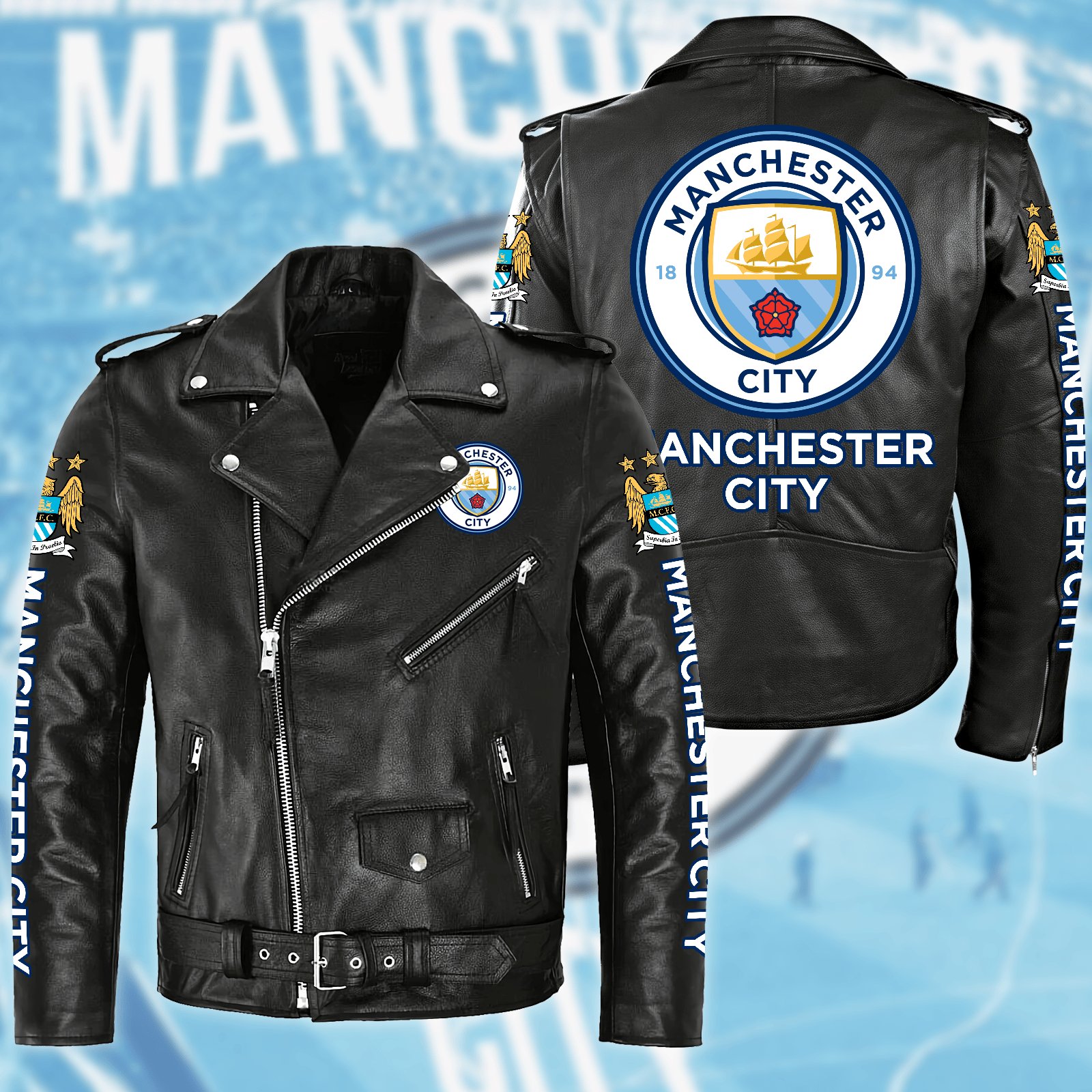 Manchester City Zipper Vintage Leather Jacket S270802 – Gearprints