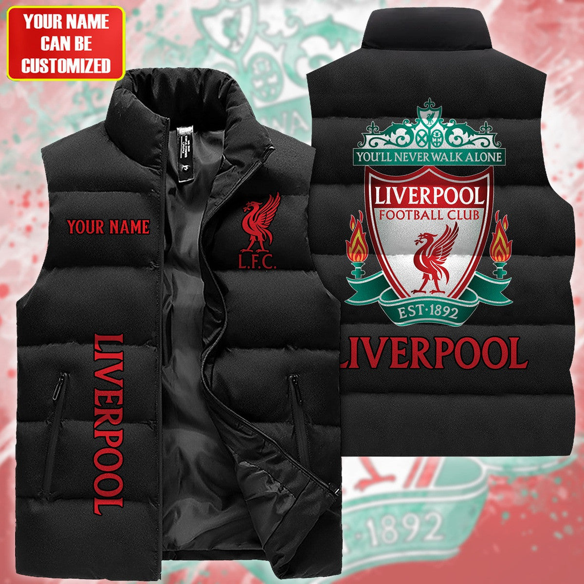 Personalized Liverpool FC Sleeveless Windproof Puffer Jacket P050905 ...
