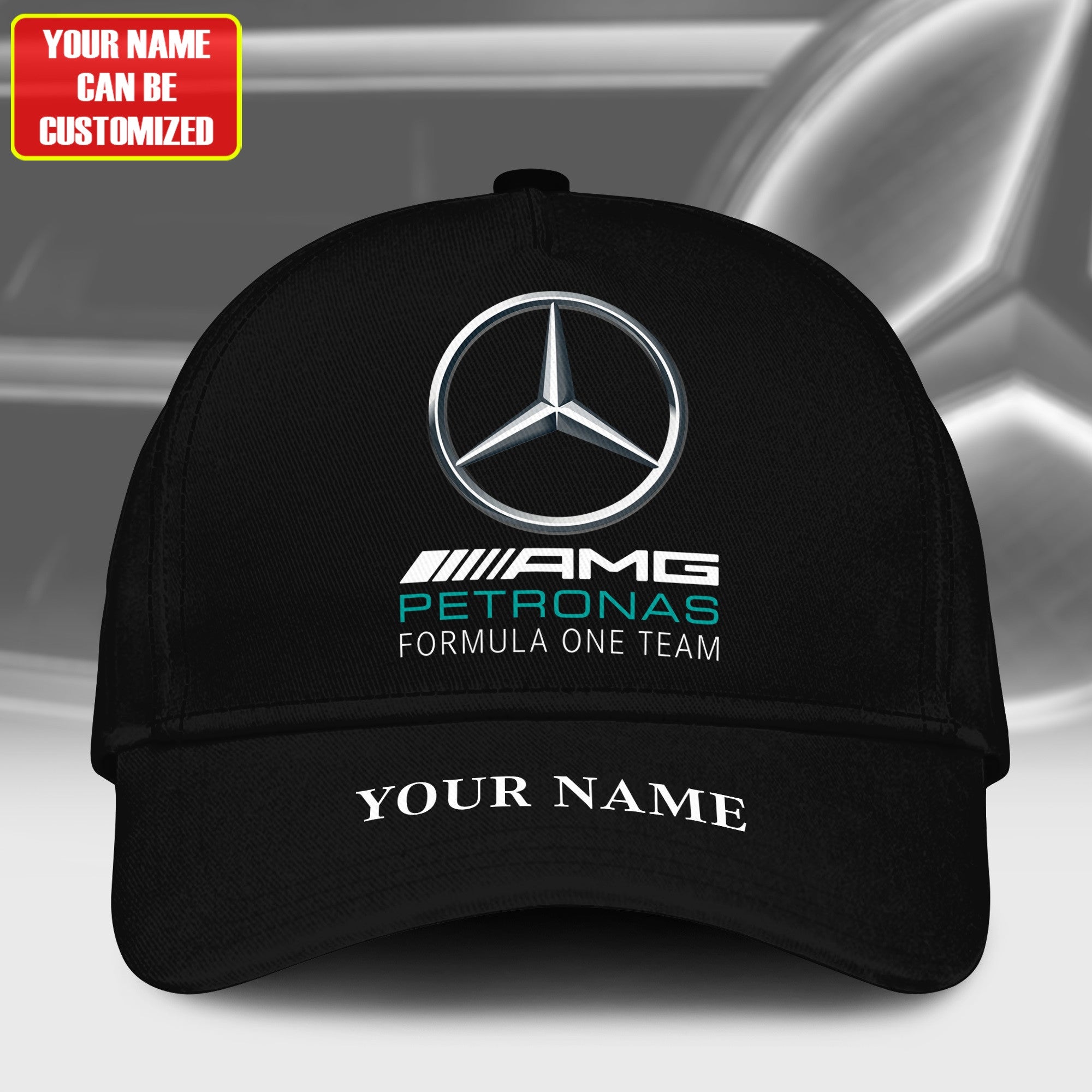 Personalized Name Merc AMG Petronas Classic Black Cap – Gearprints